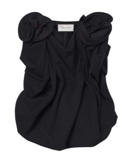 Magda Butrym Floral-appliqué Wool-blend Top - Black