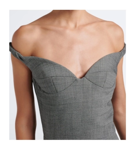 Magda Butrym Off-shoulder Sweetheart Neckline Wool-blend Mini Dress