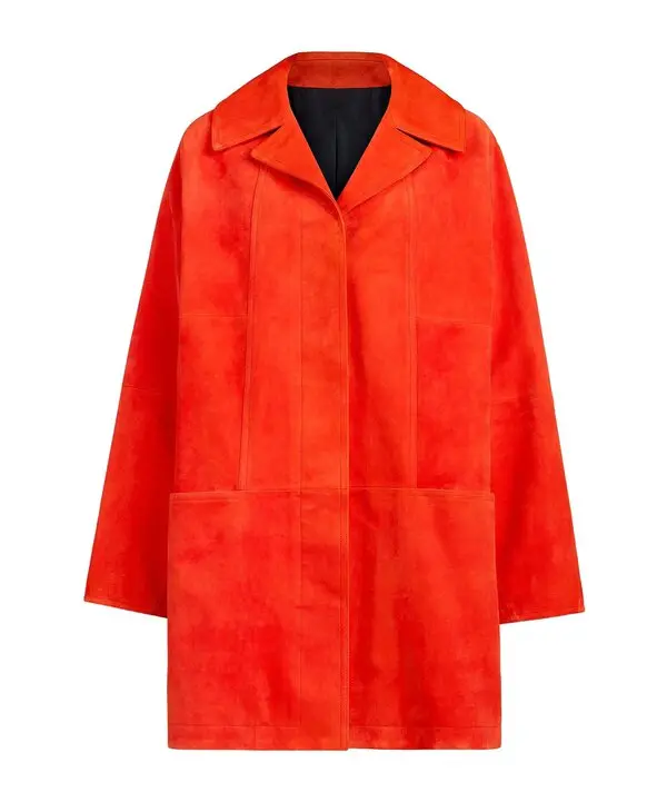 Alaïa A-line Suede Goatskin Coat - Red