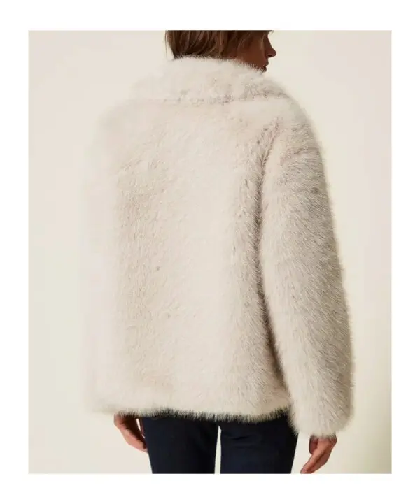 TWINSET Cropped Faux Fur Coat
