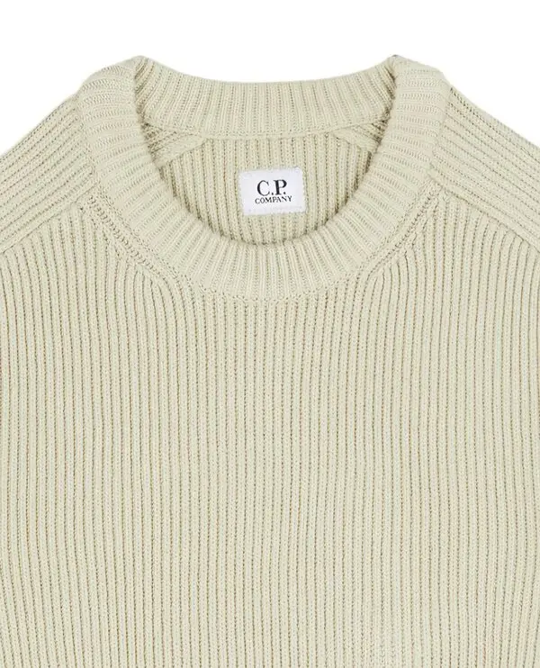 C.P. COMPANY Ribbed Crew Neck Sweater With Lens Detail