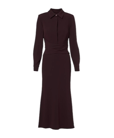 Roland Mouret Draped Crêpe Midi Shirt Dress - Brown