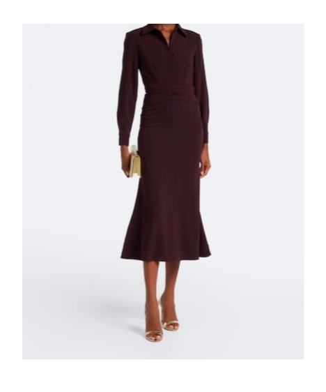 Roland Mouret Draped Crêpe Midi Shirt Dress