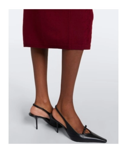 Alessandra Rich Knitted Pointelle Virgin Wool Midi Skirt