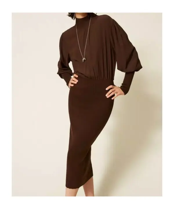 TWINSET Knitted Crepe Maxi Skirt
