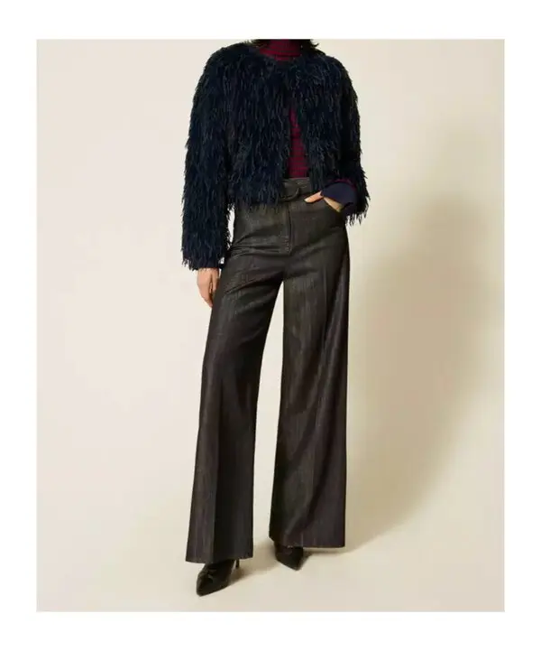 TWINSET Cropped Faux Fur Jacket