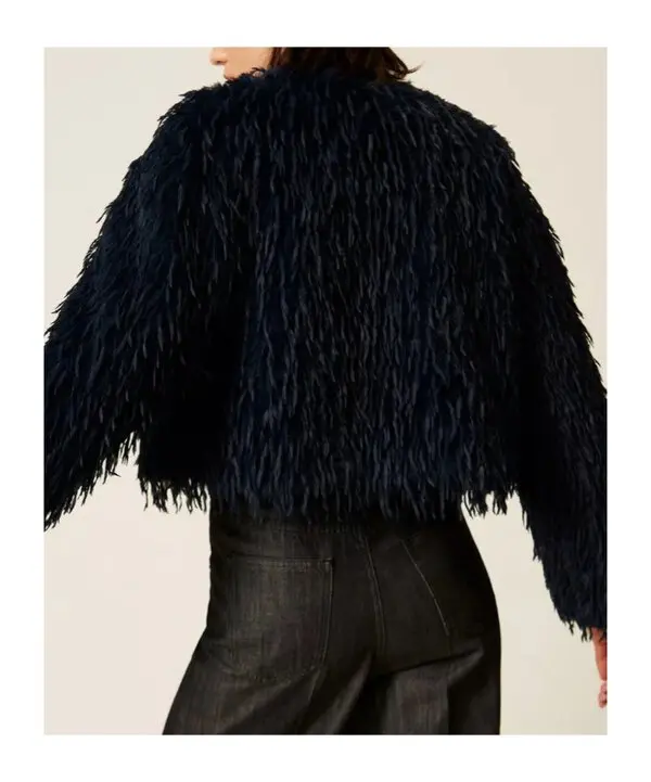 TWINSET Cropped Faux Fur Jacket