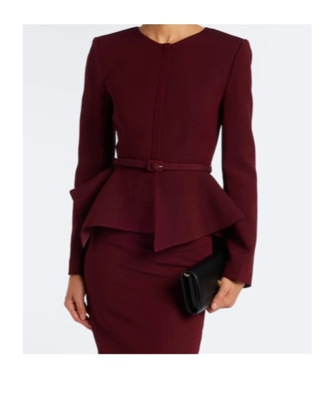 Roland Mouret Belted Peplum Wool And Silk Jacket