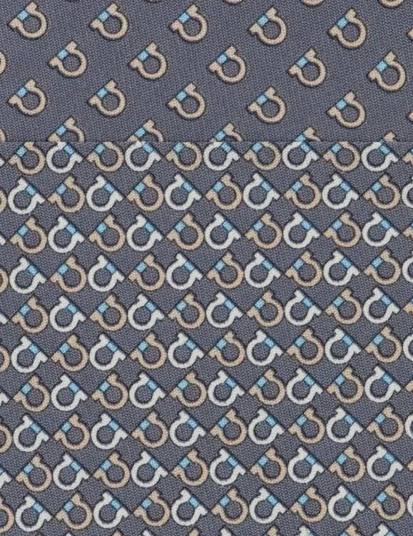 FERRAGAMO Gancini Square Print Silk Neck Tie