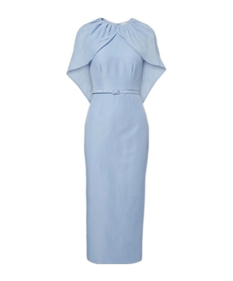 Roland Mouret Belted Caped Midi Dress - Blue