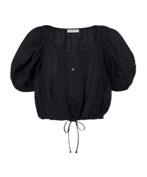 Ulla Johnson Clara Embroidered Cotton Crop Top - Black