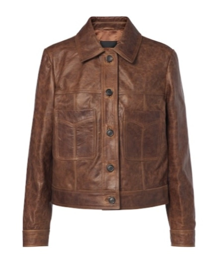 NILI LOTAN Susannah Leather Jacket - Brown