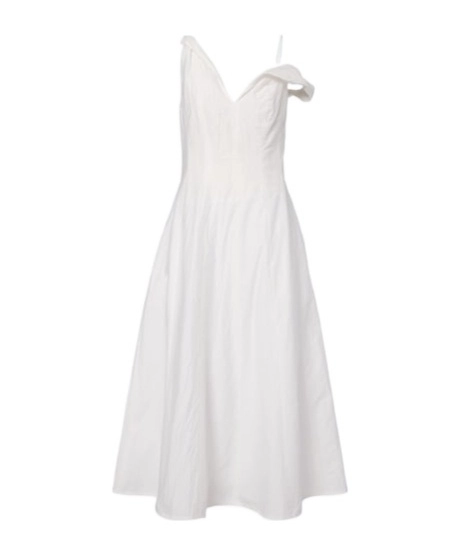 RÓHE Off-shoulder Cotton-blend Midi Dress - White