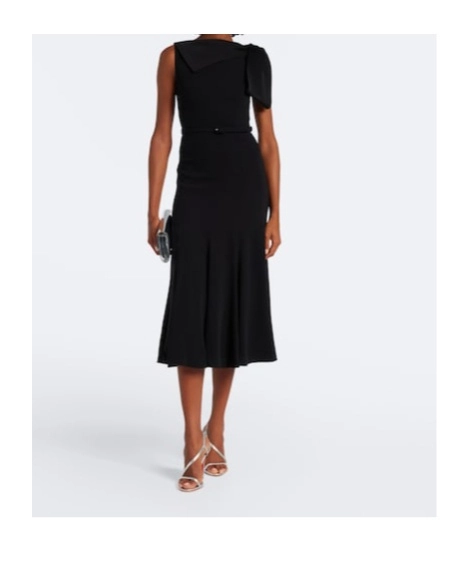 Roland Mouret Asymmetrical Bow Detail Belted Midi Dress