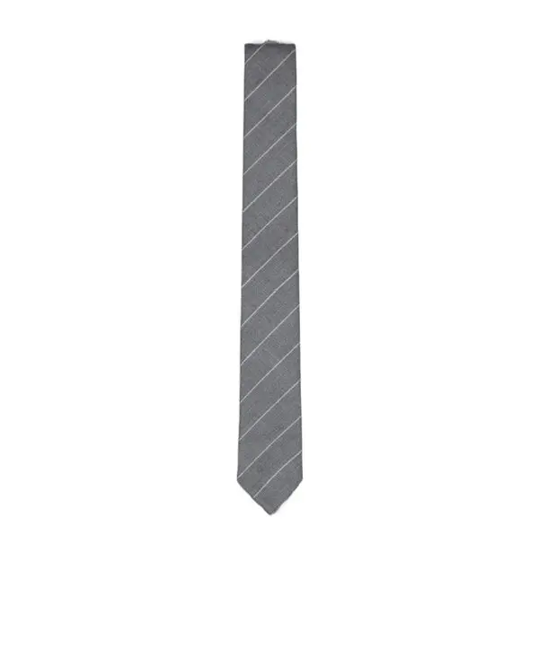Thom Browne Pinstripe-pattern Rwb-stripe Tie - Gray