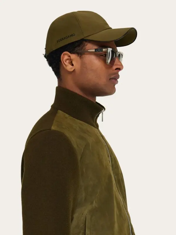 FERRAGAMO Baseball Cap With Embroidered Signature - Olive Green