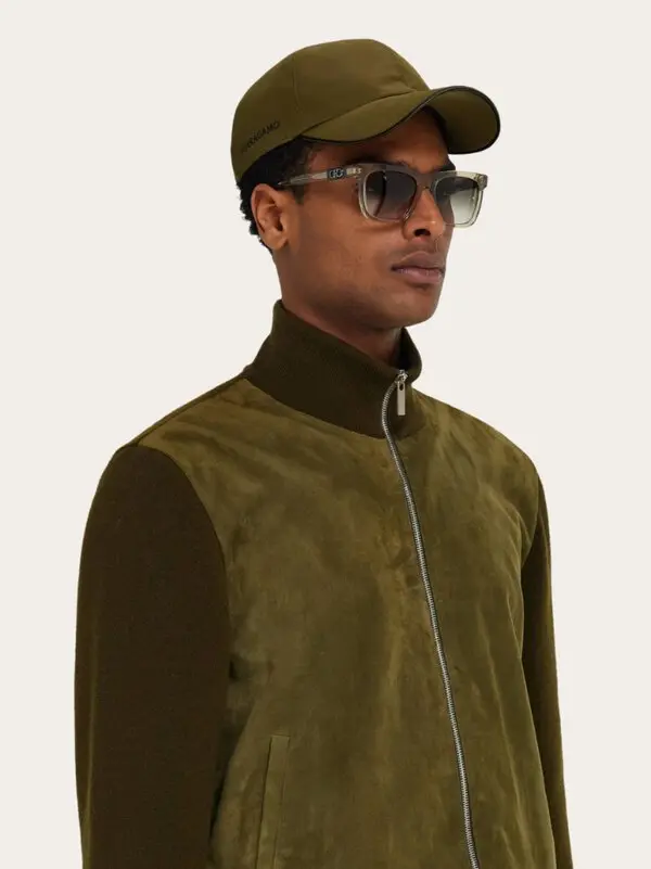 FERRAGAMO Baseball Cap With Embroidered Signature - Olive Green