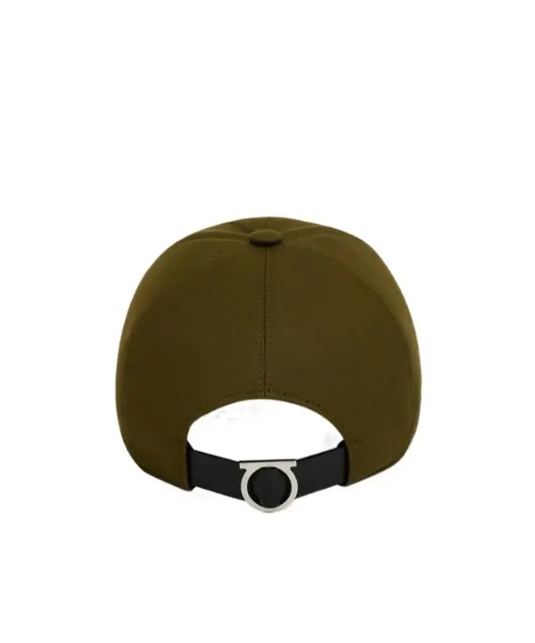 FERRAGAMO Baseball Cap With Embroidered Signature - Olive Green