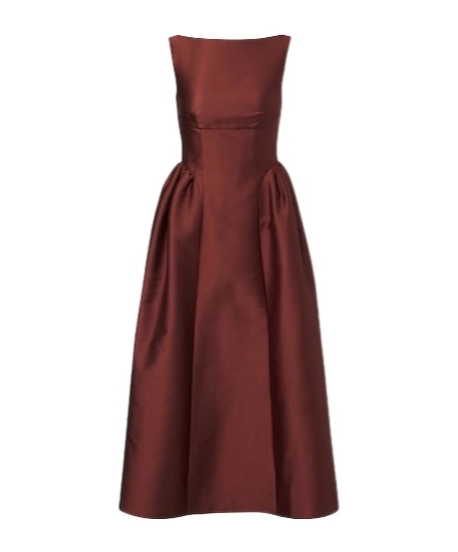 Roland Mouret Strapless Pleated Taffeta Midi Dress - Brown