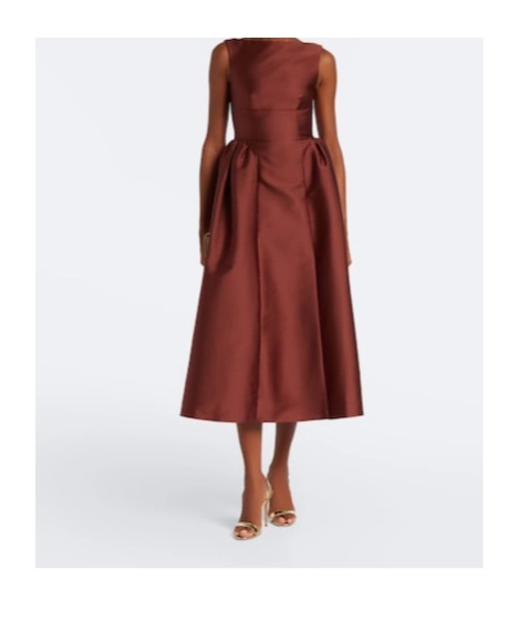Roland Mouret Strapless Pleated Taffeta Midi Dress