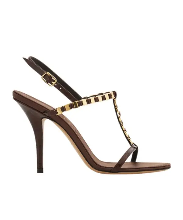 FERRAGAMO Vara Chain T-strap Sandal - Testa Di Moro