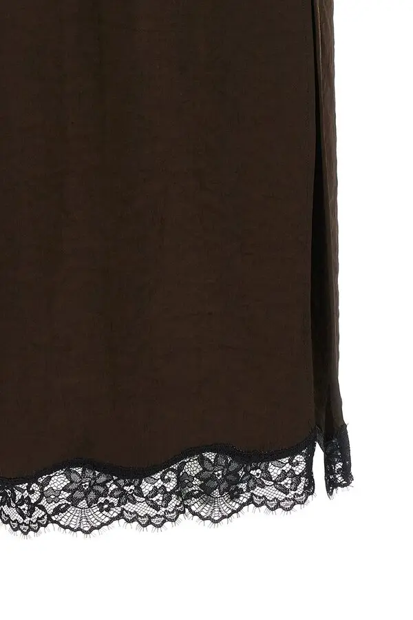 TWINSET Satin Lace Midi Skirt