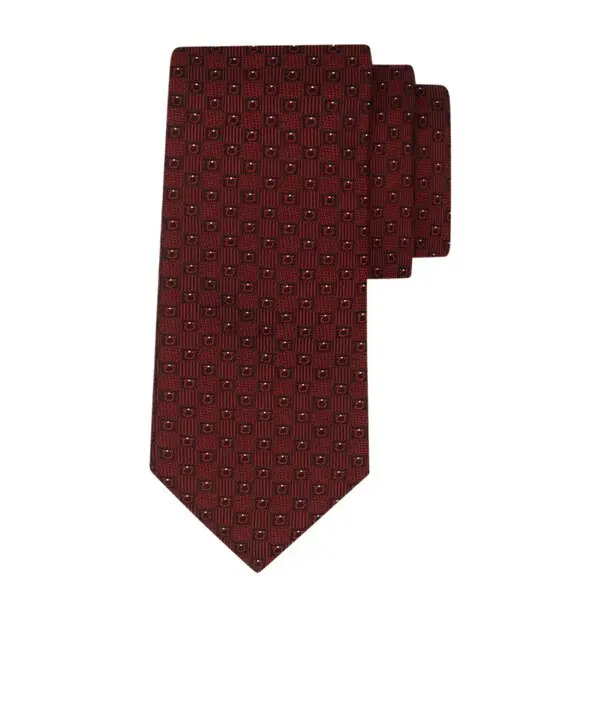 FERRAGAMO Gancini Jacquard Tie - Bordeaux