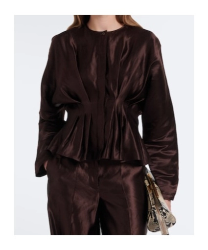 JOSEPH Erin Pleated Linen And Silk Blouse - Brown