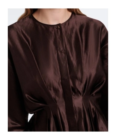 JOSEPH Erin Pleated Linen And Silk Blouse - Brown
