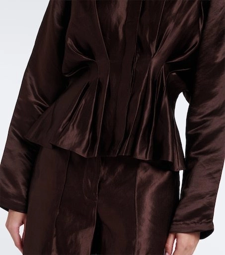 JOSEPH Erin Pleated Linen And Silk Blouse - Brown