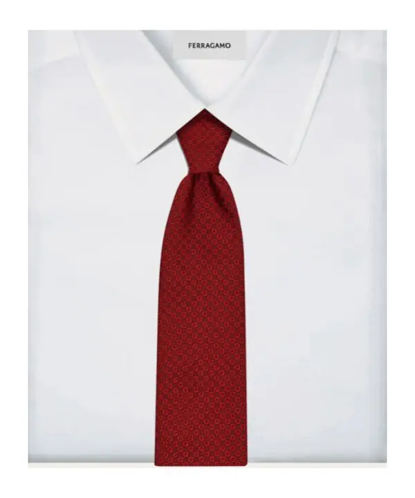 FERRAGAMO Micro Gancini Print Silk Jacquard Tie