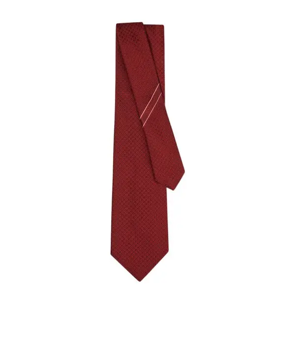 FERRAGAMO Micro Gancini Print Silk Jacquard Tie