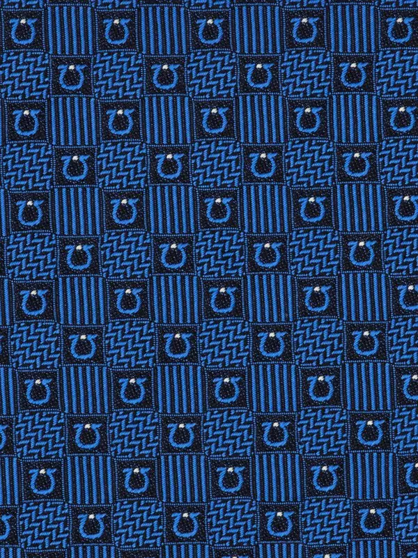 FERRAGAMO Gancini Silk Jacquard Neck Tie