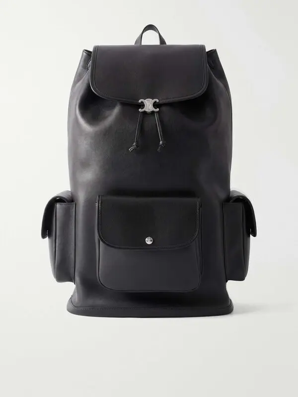 Celine Triomphe-embellished Leather Backpack - Black