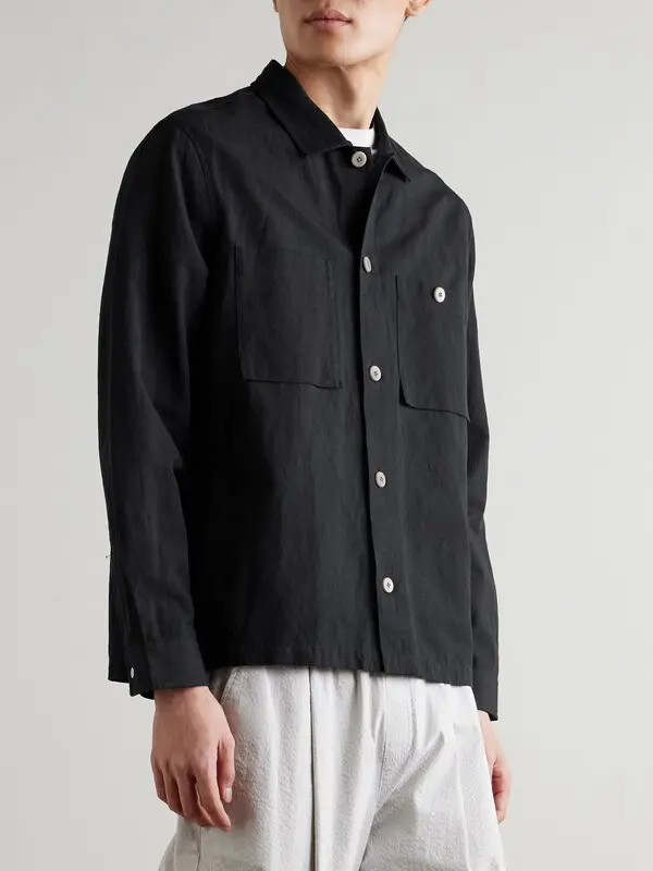 Folk Patch Linen And Cotton-blend Overshirt