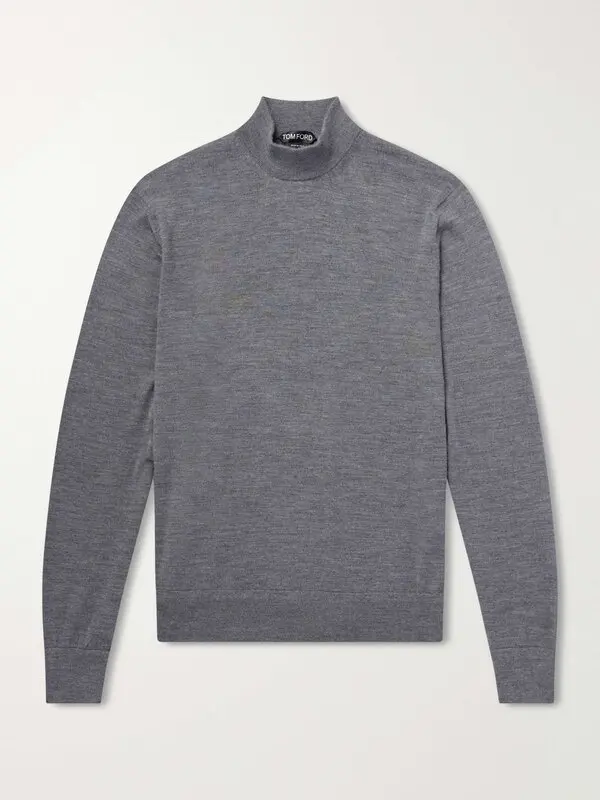 TOM FORD Wool Rollneck Sweater - Gray