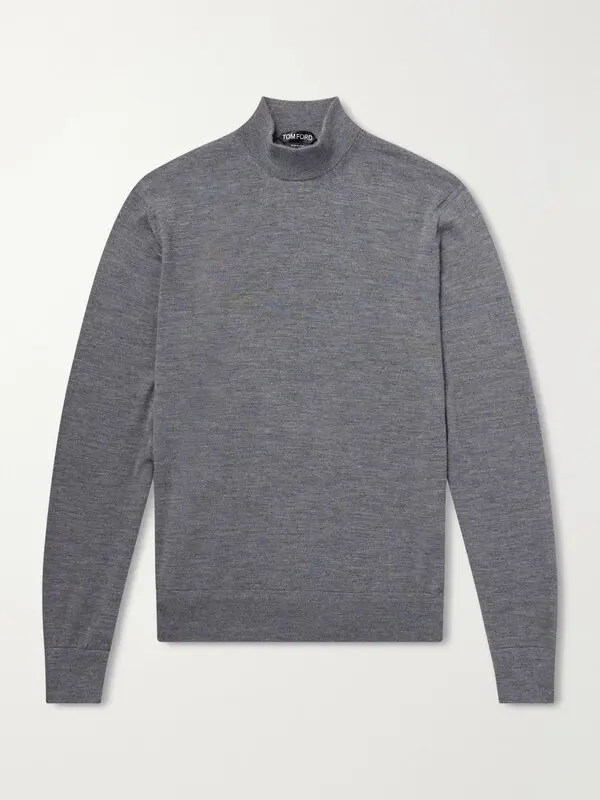 TOM FORD Wool Rollneck Sweater - Gray