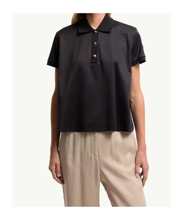 Moncler Grosgrain Logo Cotton Polo Shirt
