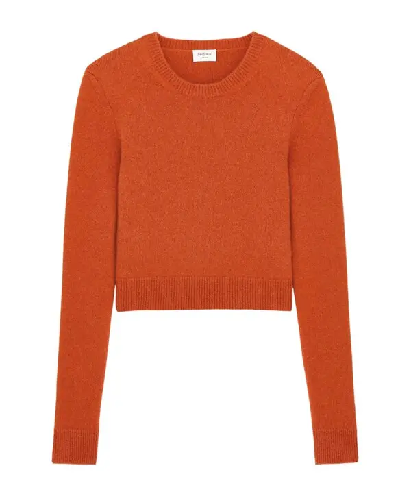 Saint Laurent Crewneck Sweater In Cashmere - Ochre
