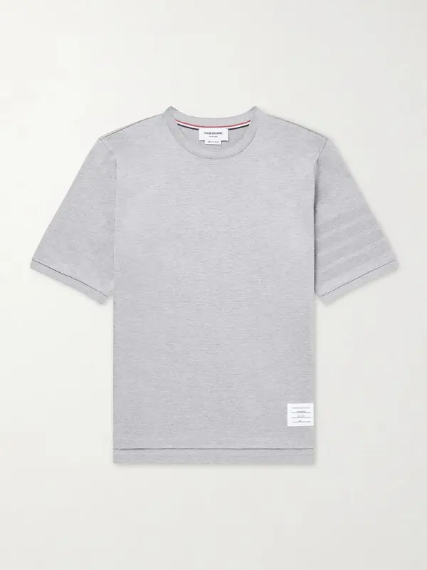 Thom Browne Logo-appliquéd Striped Cotton-jersey T-shirt