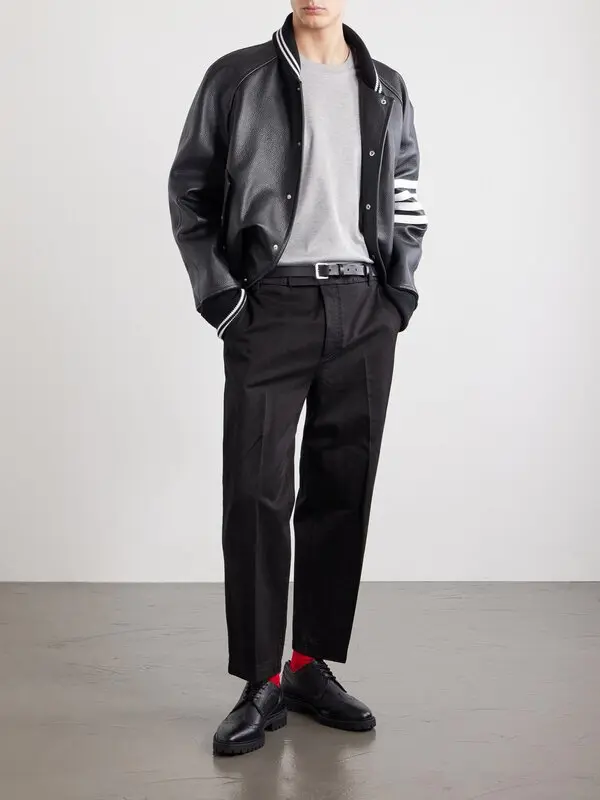 Thom Browne Logo-appliquéd Striped Cotton-jersey T-shirt