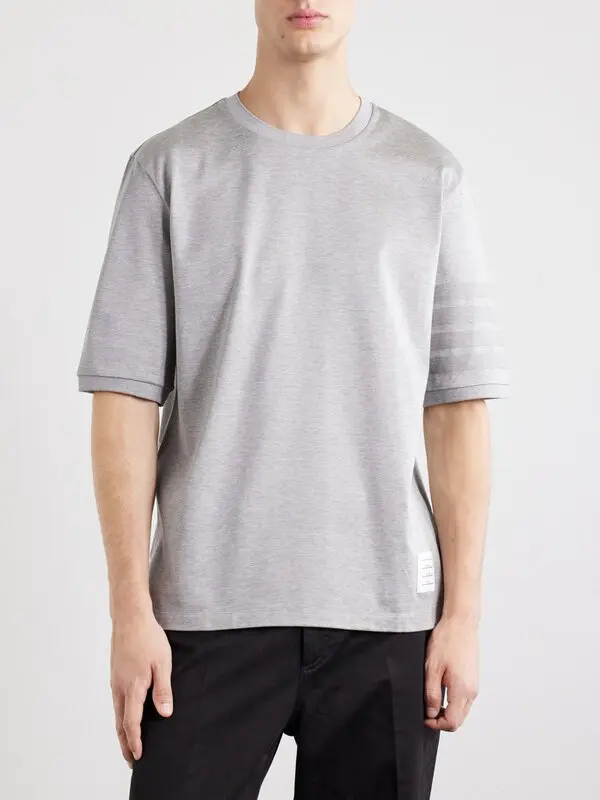 Thom Browne Logo-appliquéd Striped Cotton-jersey T-shirt