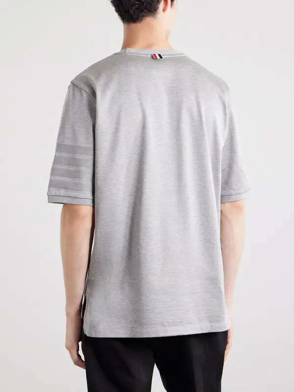 Thom Browne Logo-appliquéd Striped Cotton-jersey T-shirt