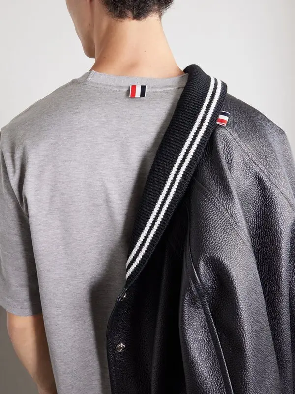 Thom Browne Logo-appliquéd Striped Cotton-jersey T-shirt