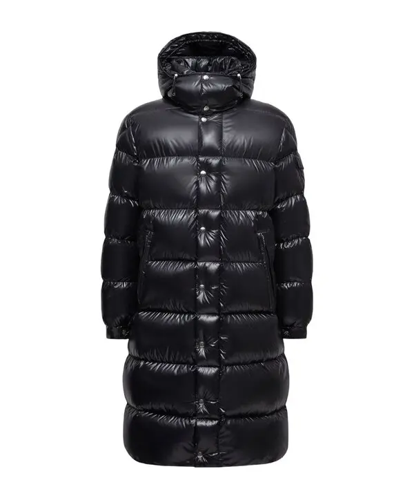 Moncler Hanoverian Hooded Square-quilted Long Down Jacket - Black