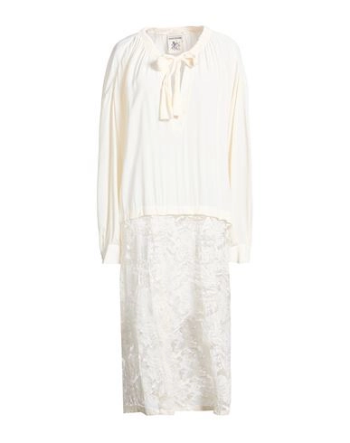 SEMICOUTURE Midi Dress Ivory Size Acetate, Silk - White