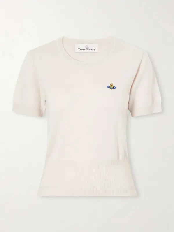 VIVIENNE WESTWOOD Bea Logo-embroidered Wool T-shirt - Gray
