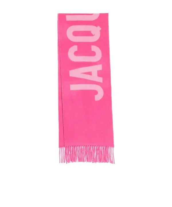 Jacquemus Logo Detailed Fringed Edge Scarf - Pink
