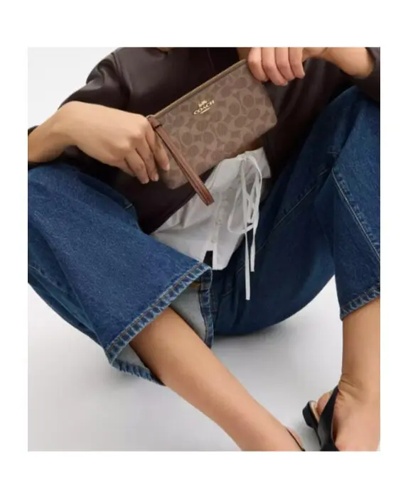 COACH Large Corner Zip Wristlet In Signature Canvas