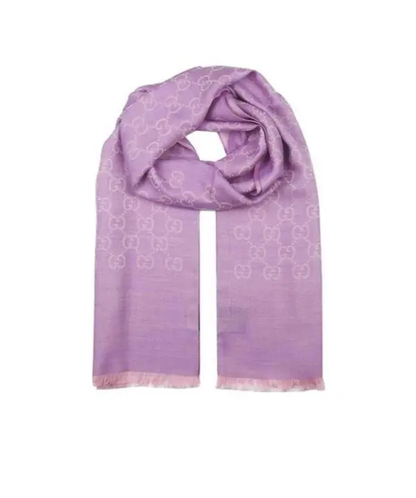 Gucci Double G Double-sided Fringed Scarf - Pink